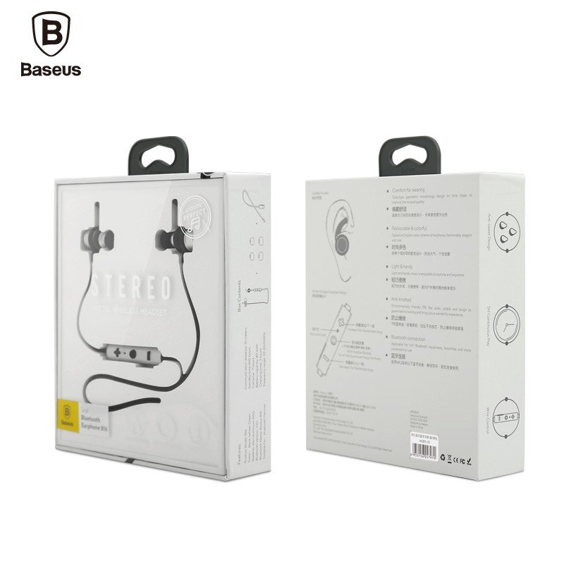 Baseus B16 Bluetooth Wireless Metal Headset avec Microphone Blanc – NKS ...